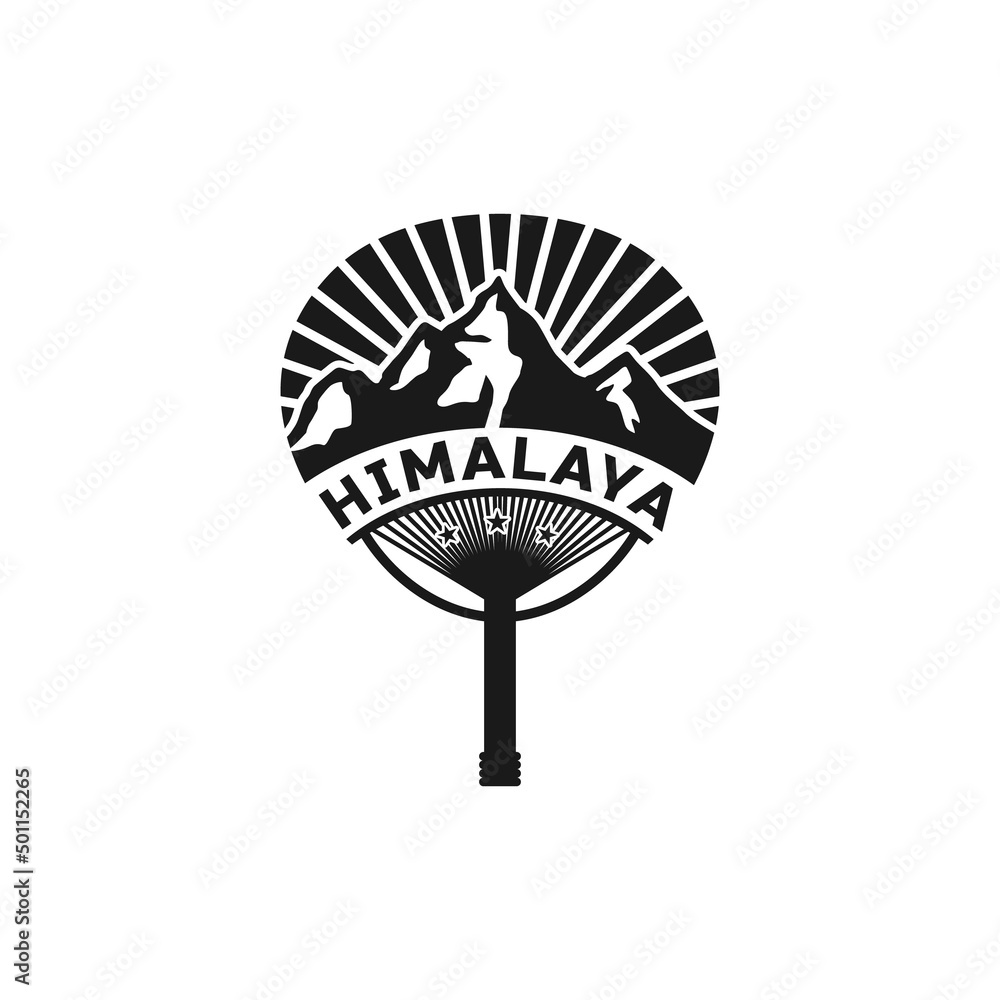 Hand Held Fan and Mountain Landscape logo design inspiration Stock ...