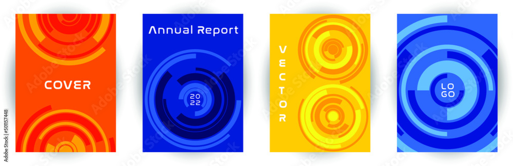 Annual report cover page template vector collection. Purpose concept ...