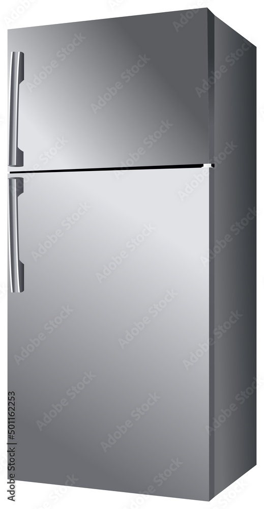 fridge vector drawing on isolated white background metallic surface ...