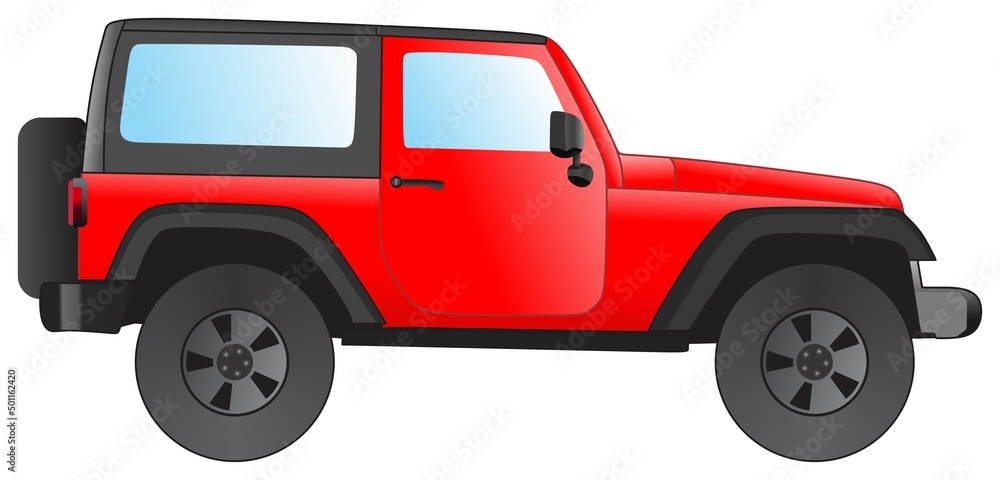 red suv vehicle vector drawing on isolated white background off road ...