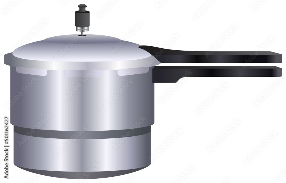 stainless steel pressure cooker vector drawing isolated white ...
