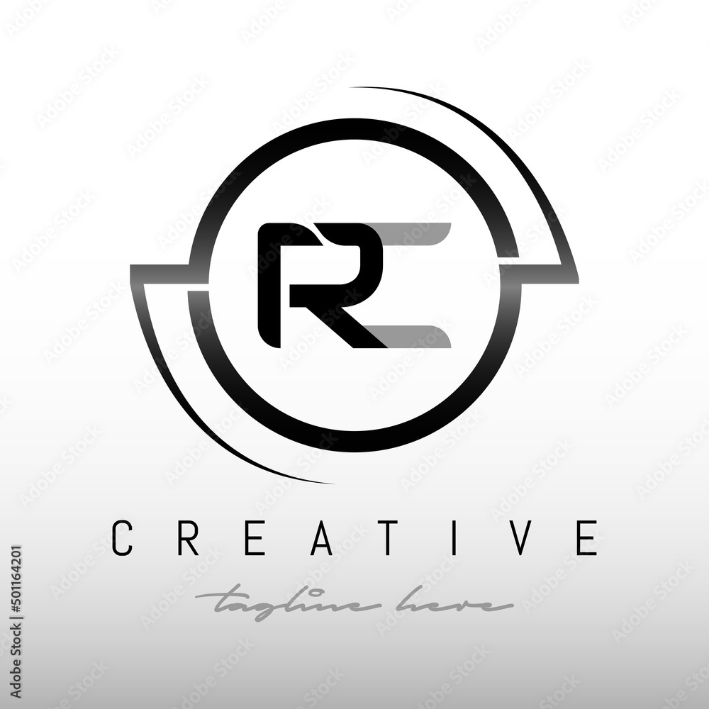 Initial RC letter logo with creative modern business typography vector ...