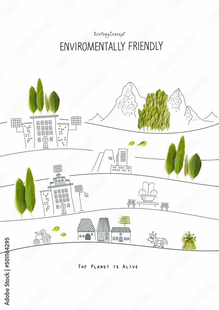 Environmentally friendly planet. Eco city and clean environment in the ...