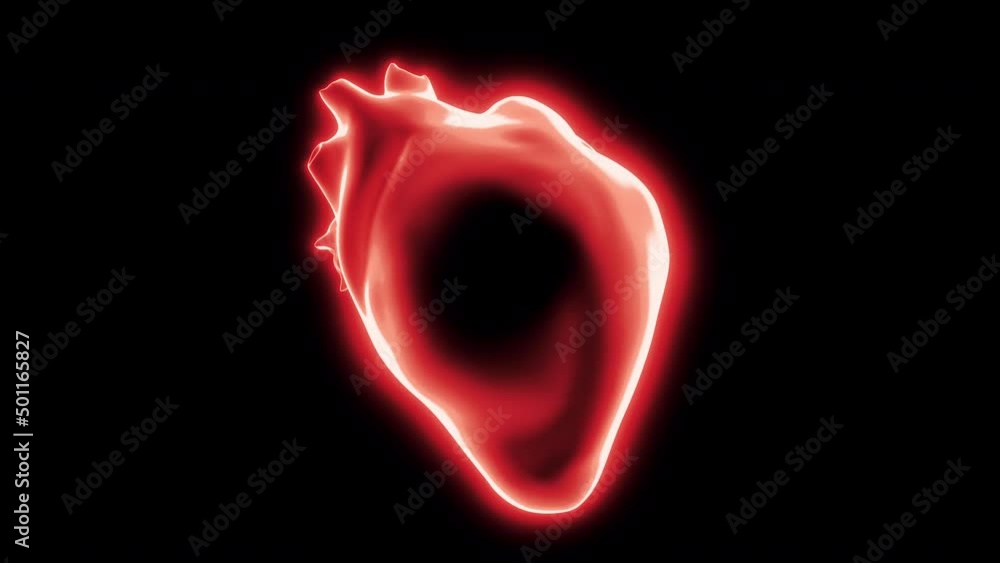 3D model of glowing heart. Design. Glowing model of heart rotates and ...