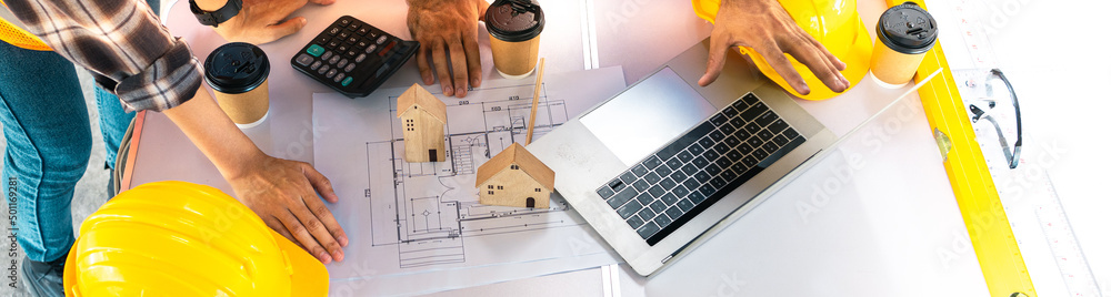 Meeting of the architect team to design houses and Buildings.Banner for ...