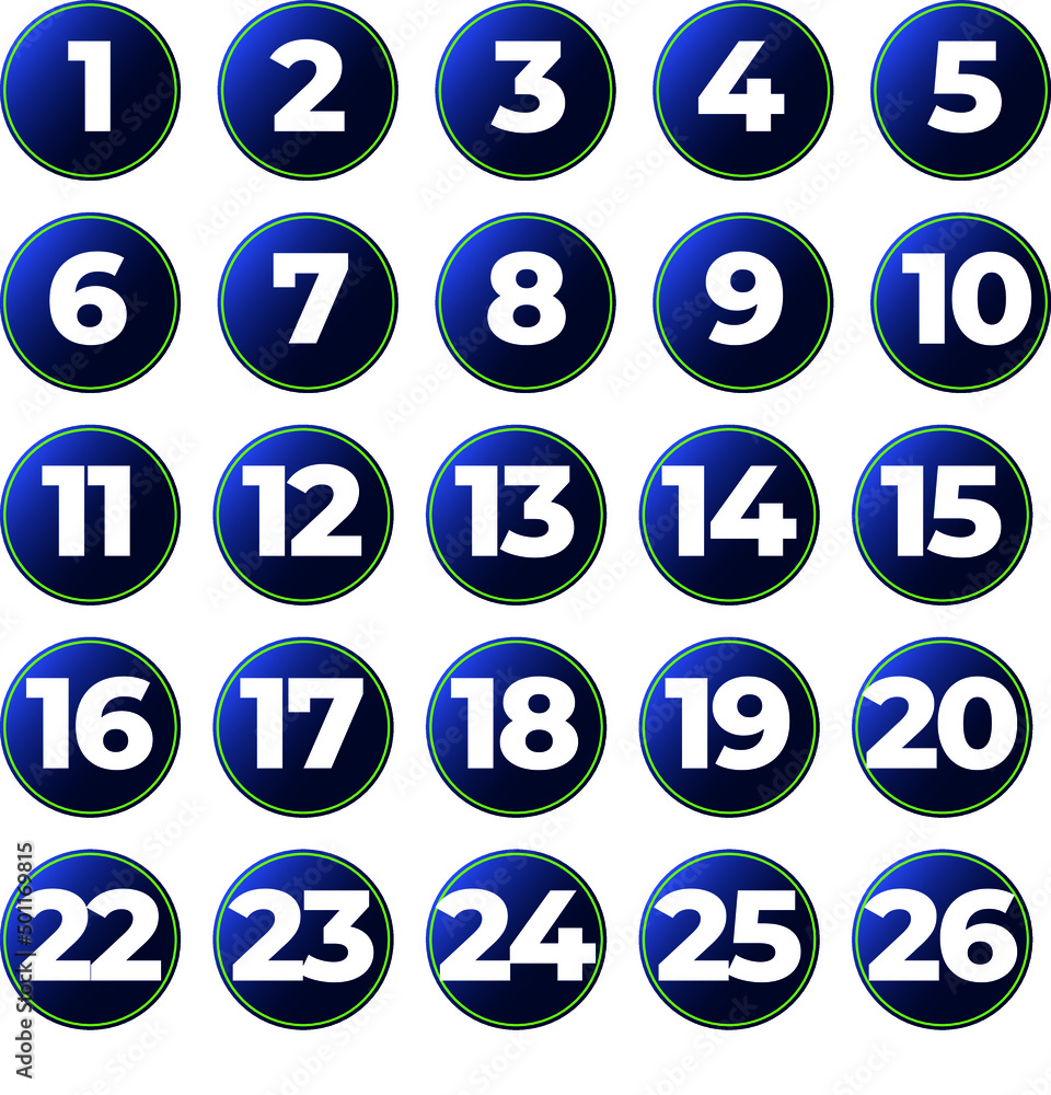 Numeros en circulos vectorizado Stock Vector | Adobe Stock