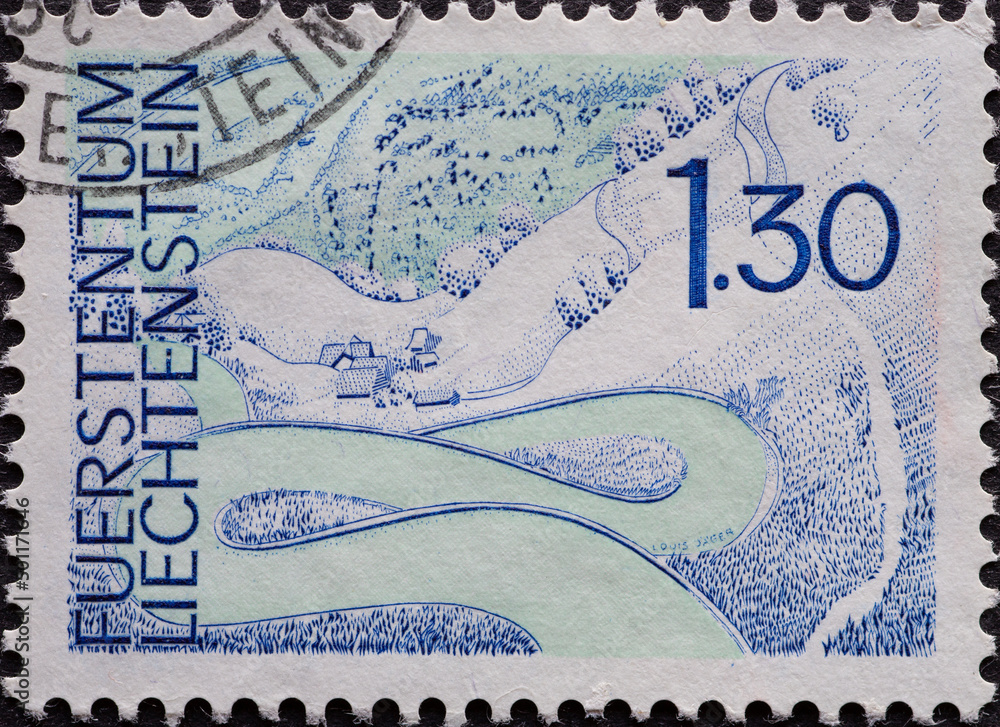 LICHTENSTEIN - CIRCA 1973: a postage stamp from LICHTENSTEIN , showing ...