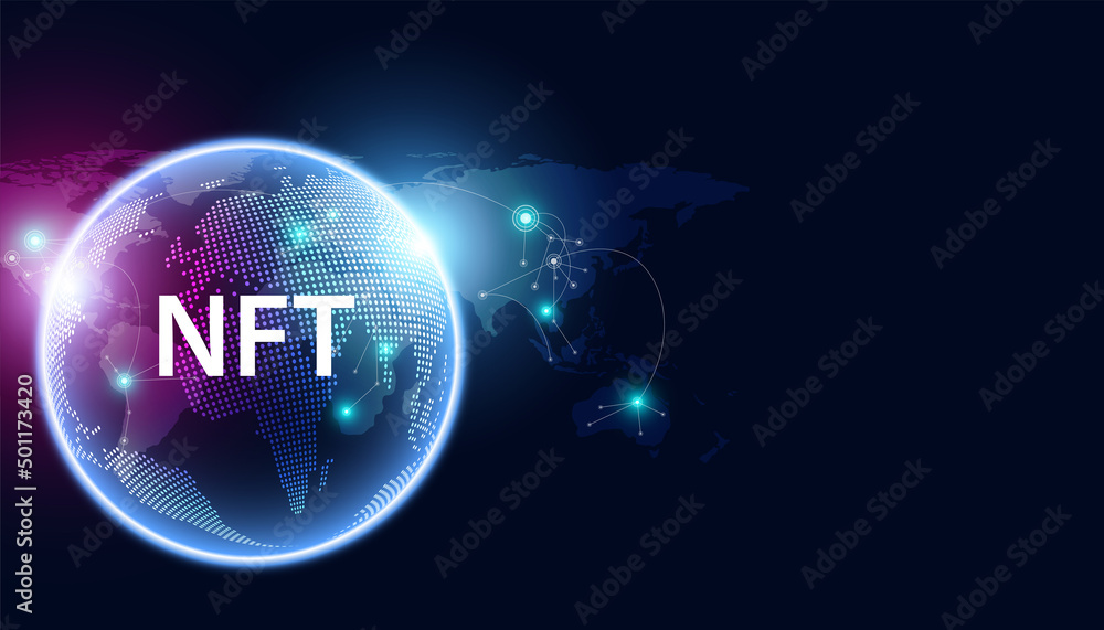 Abstract NTF Digital Image Concept world map Digital Irreplaceable ...