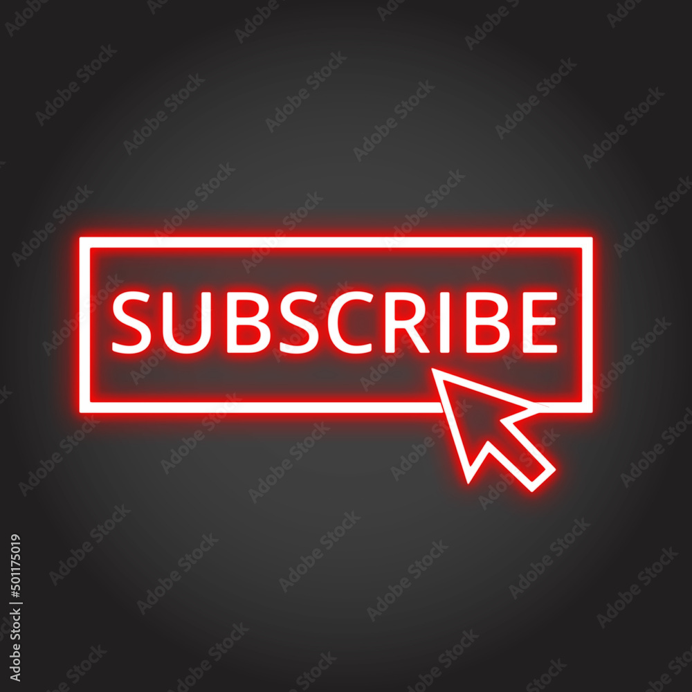 Subscribe button Neon Signboard with cursor icon, night bright ...