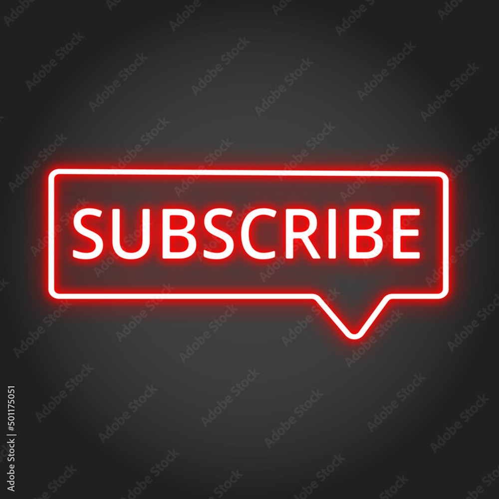 Subscribe button Neon Signboard, night bright advertising, light banner ...
