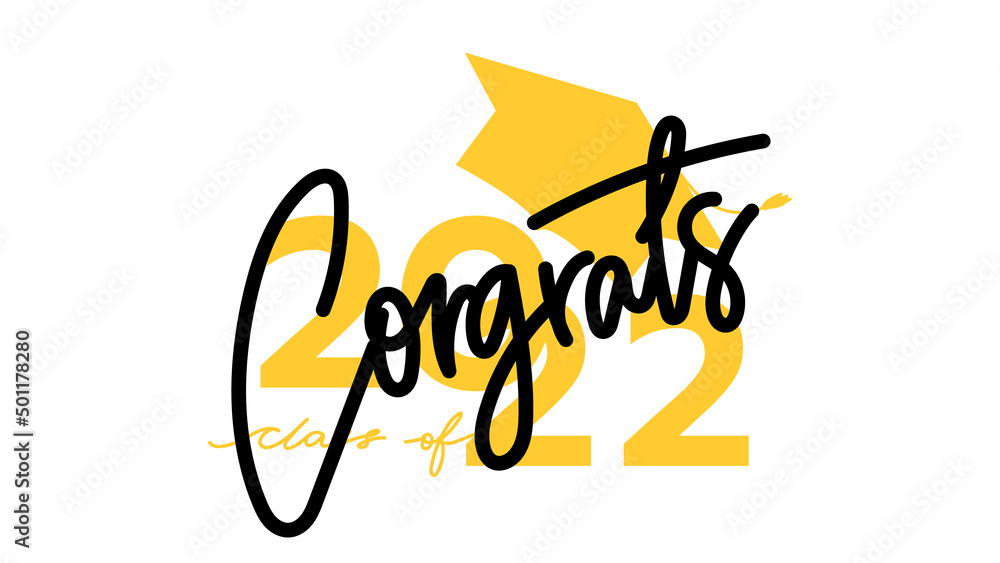 Congrats handwriting calligraphy, in Class of 2022 symbols template for ...