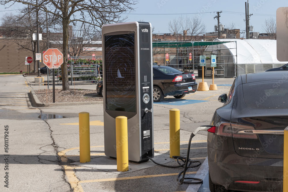 Volta charging station at a strip mall. Generally, charging a vehicle ...