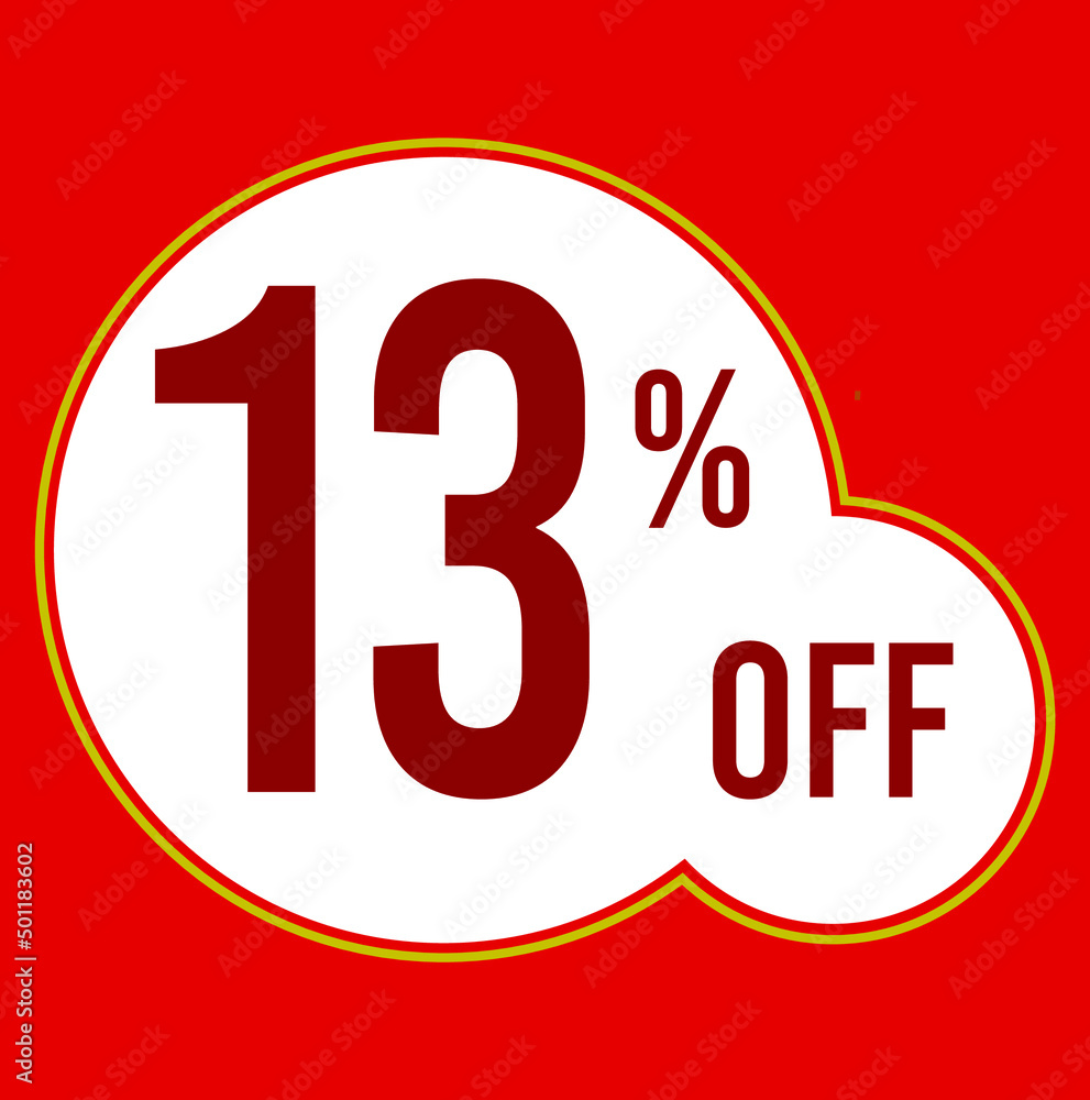 13 percent red banner with white ballons and red lettering for ...