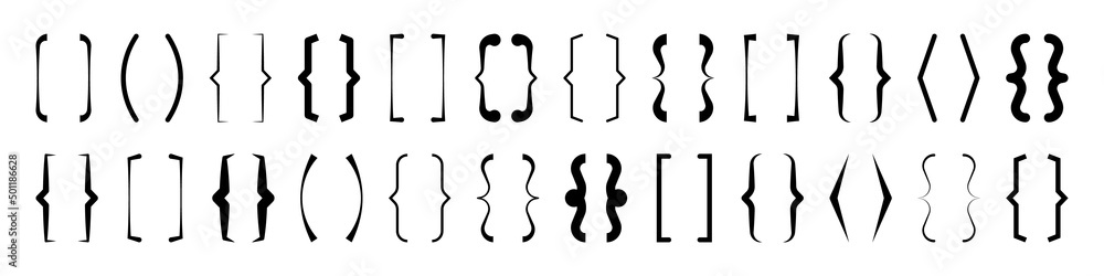 Text brackets collection, black quotation box. Curly, square and corner ...
