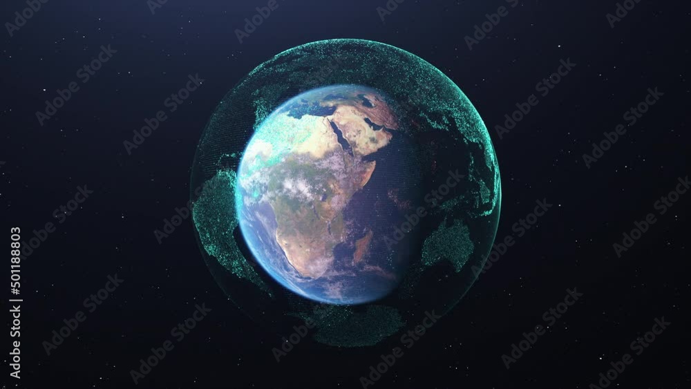 3d Planet Earth surrounded by holographic. 3d Futuristic digital ...