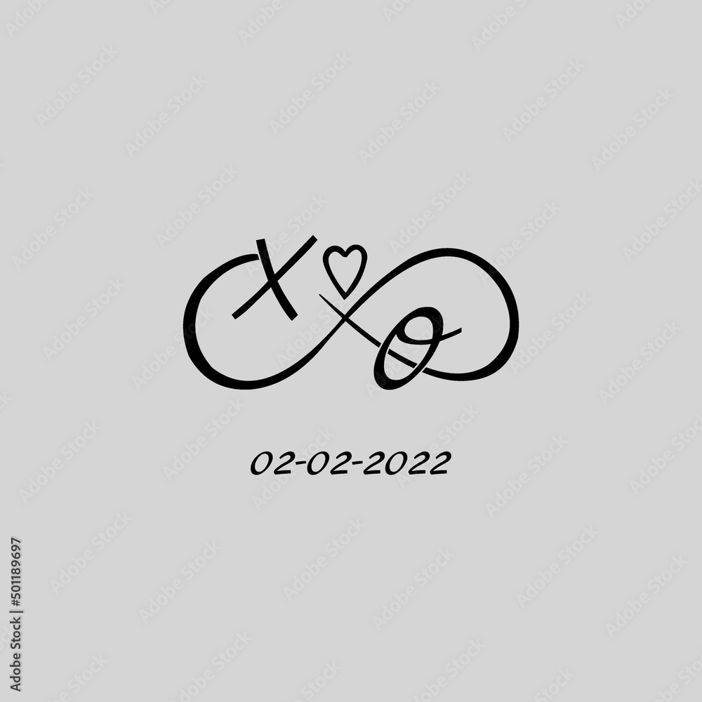 Letter XO logo with infinity and love symbol, elegant cute wedding ...