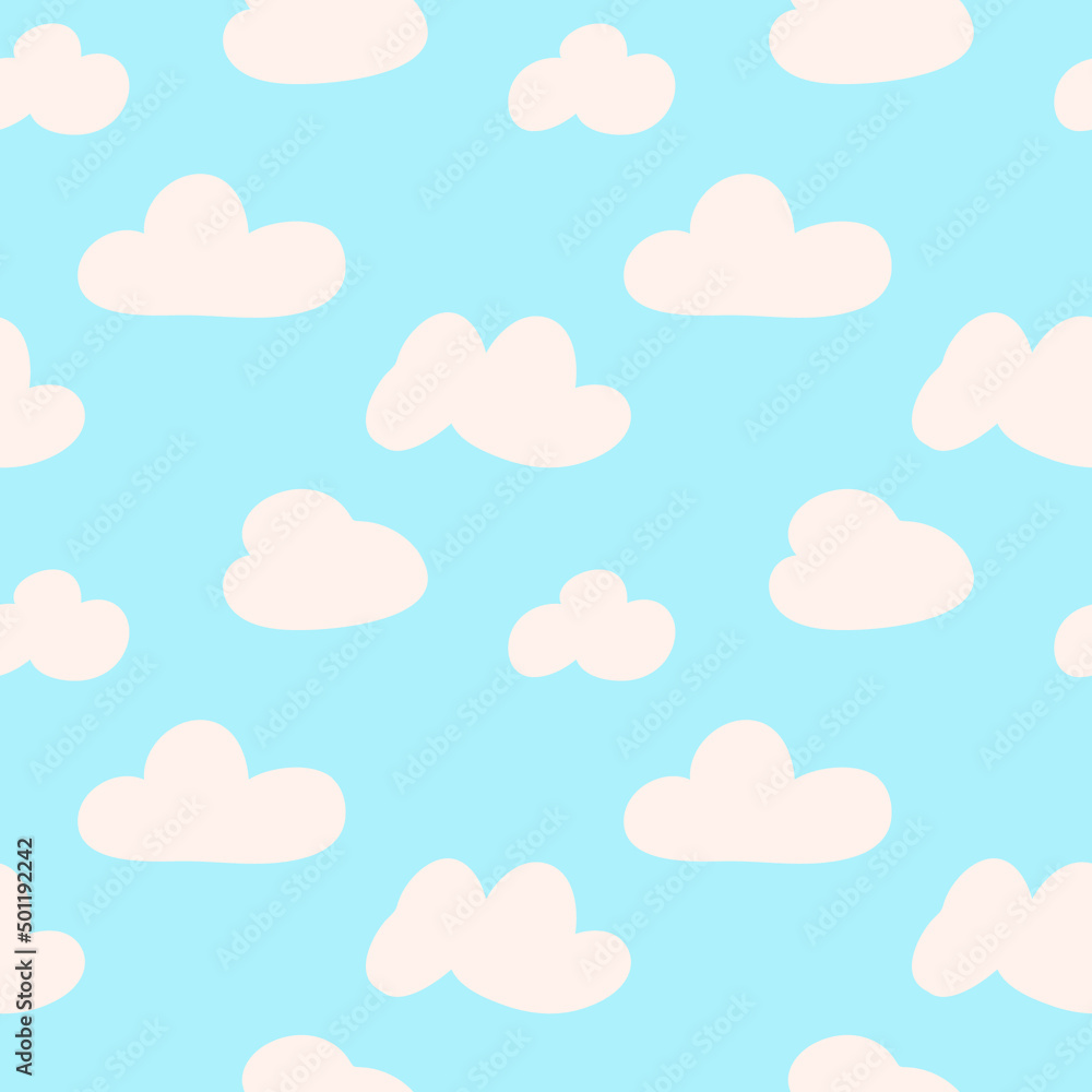 blue sky with white clouds seamless vector repeat pattern design Stock ...