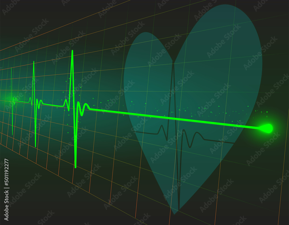 EKG or ECG line, electrocardiogram, with heart beat line pulse and ...