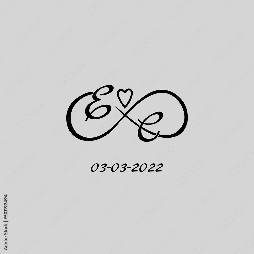 Letter EC logo with infinity and love symbol, elegant cute wedding ...