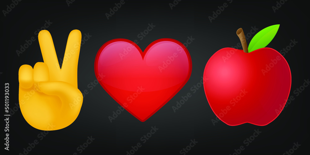 Peace Love and Apple Fruit Illustration Emoji Design. Motivational ...