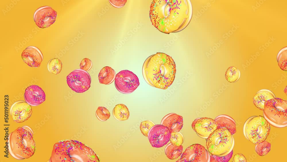 Food and snacks for breakfast, donuts Loop background Animation ...