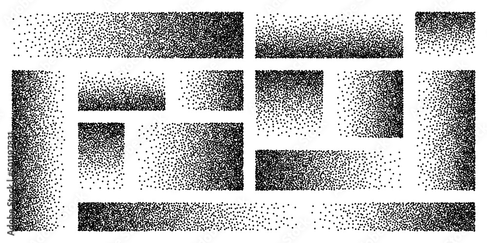 Stipple pattern, dotted rectangular design elements. Stippling, dotwork ...