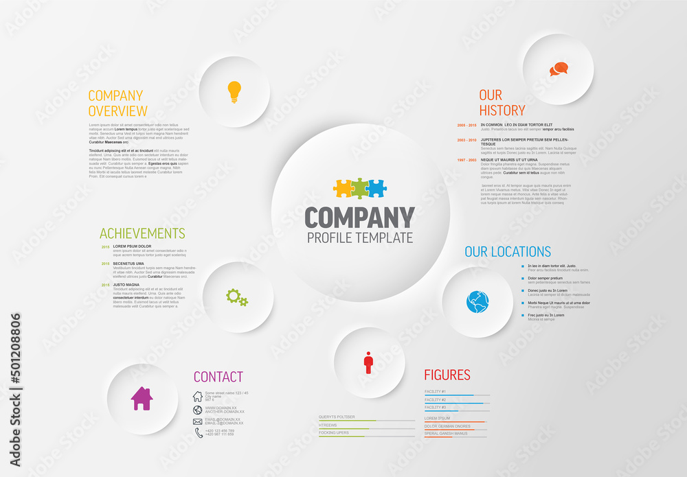 Simple Company Infographic Profile Overview Design Template Stock ...