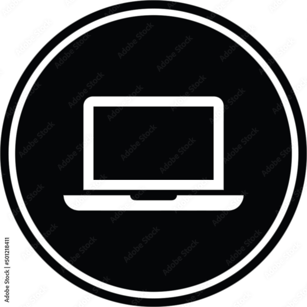 laptop icon in round circle symbol jpeg image with eps and svg vector ...