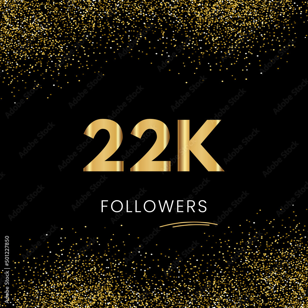 Thank you 22K or 22 Thousand followers. Vector illustration with golden ...