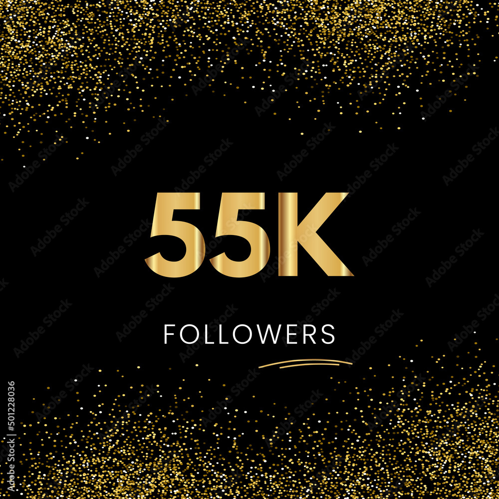 Thank you 55K or 55 Thousand followers. Vector illustration with golden ...