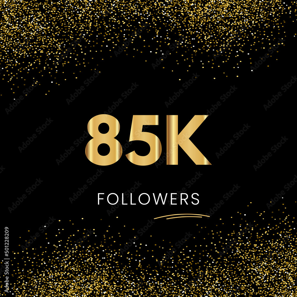 Thank you 85K or 85 Thousand followers. Vector illustration with golden ...