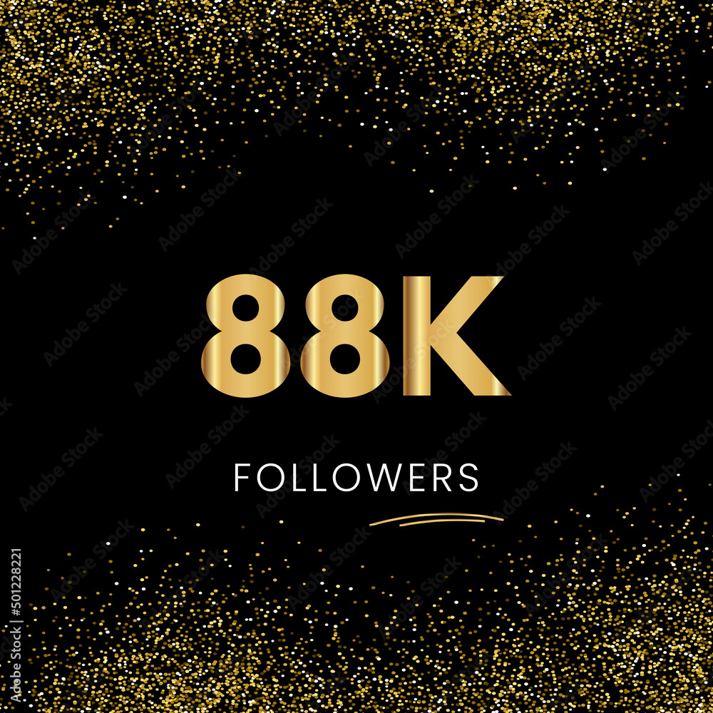 Thank you 88K or 88 Thousand followers. Vector illustration with golden ...