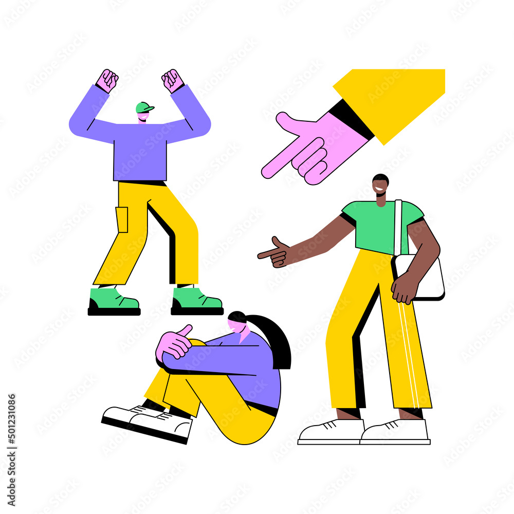 Violence at school abstract concept vector illustration. School gang ...