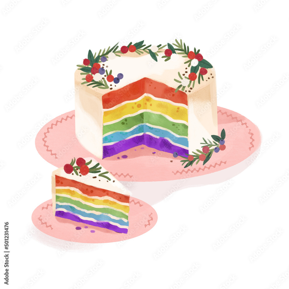 Rainbow Cake Stock Illustration | Adobe Stock