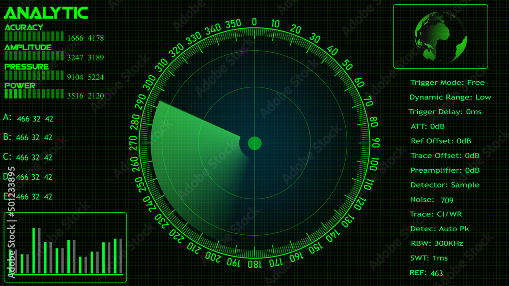 Technology interface HUD rotating on dark virtual screen with animated ...