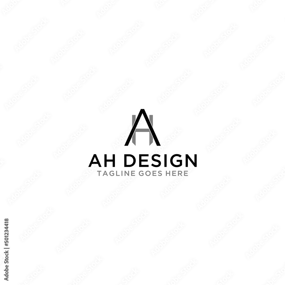 AH logo design. AH Letter Logo Desig. Initial letter AH logotype ...