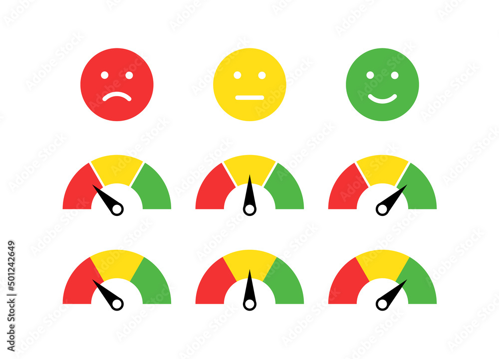 Fototapeta Feedback emoji slider or emoticon level scale for rating ... Fototapeta Feedback emoji slider or emoticon level scale for rating ...