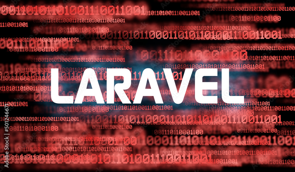 Word Laravel And Abstract Cyberspace With Binary Code On Dark Background Laravel Php Framework