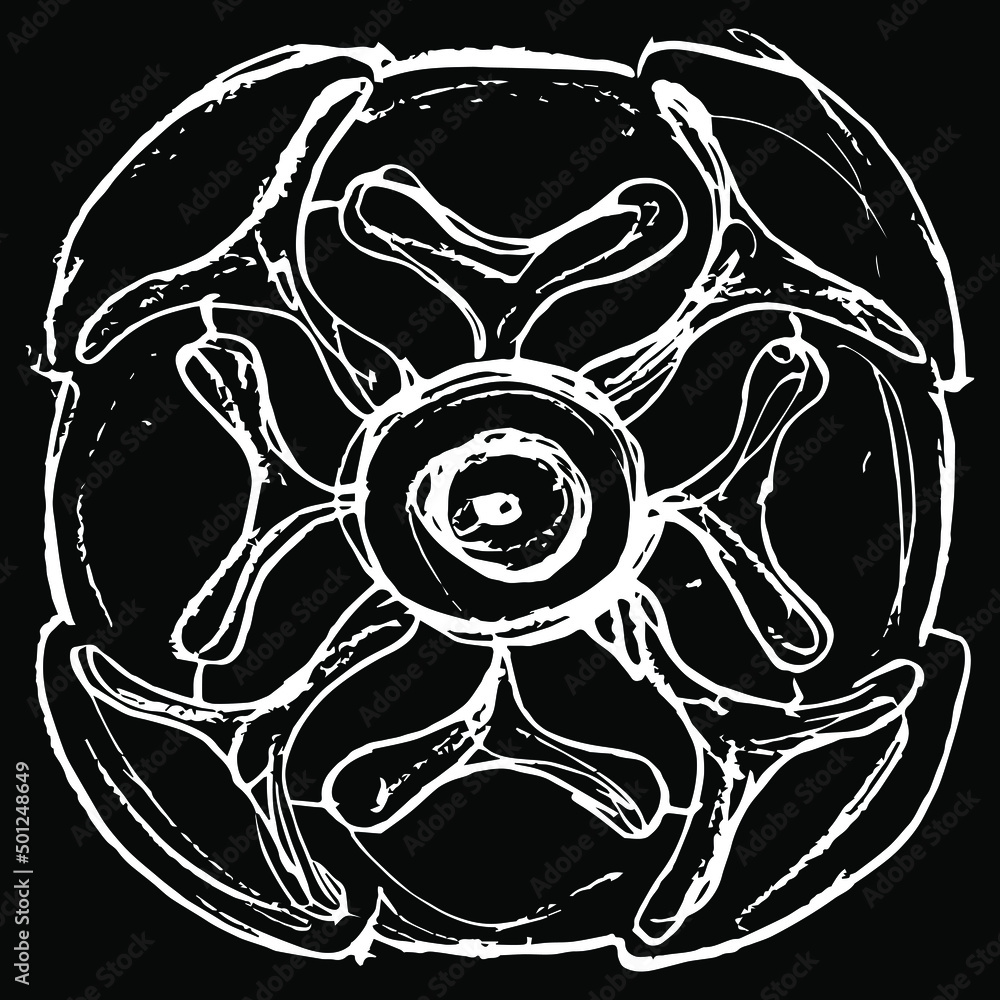 Medieval floral mandala. Stylized poppy flower. Geometrical Gothic ...