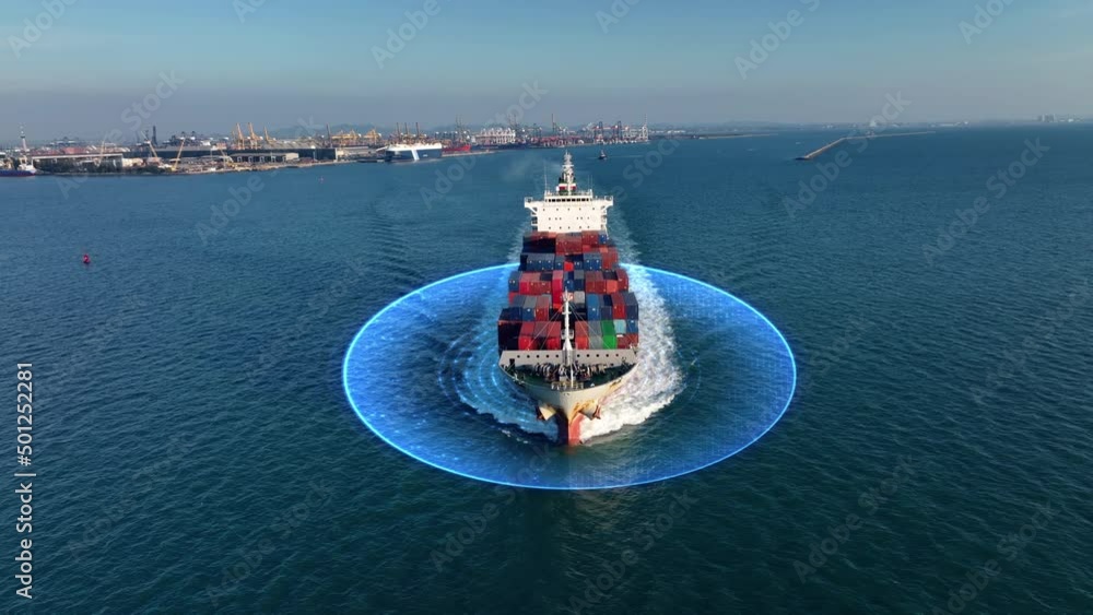 Futuristic Technology Autonomous Semi Cargo container ship with Sensors ...