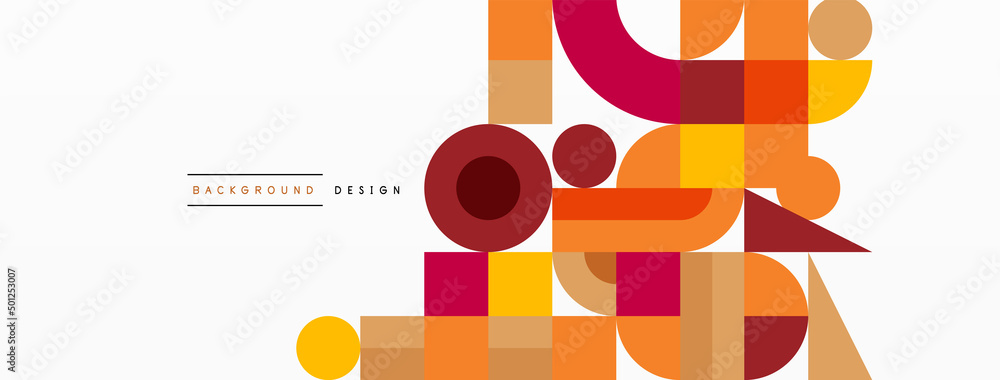 Circle and square geometric background. Round shapes with squares and ...