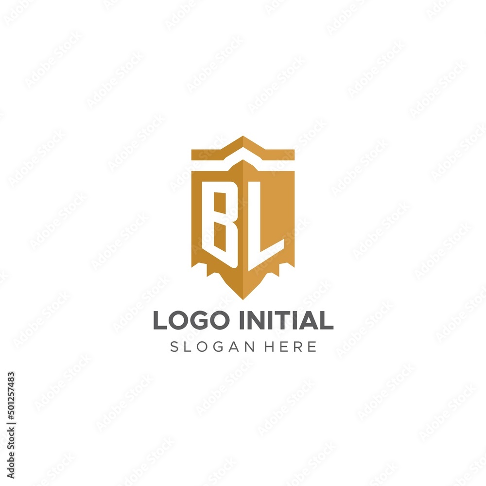 Monogram BL logo with shield geometric shape, elegant luxury initial ... Monogram BL logo with shield geometric shape, elegant luxury initial ...