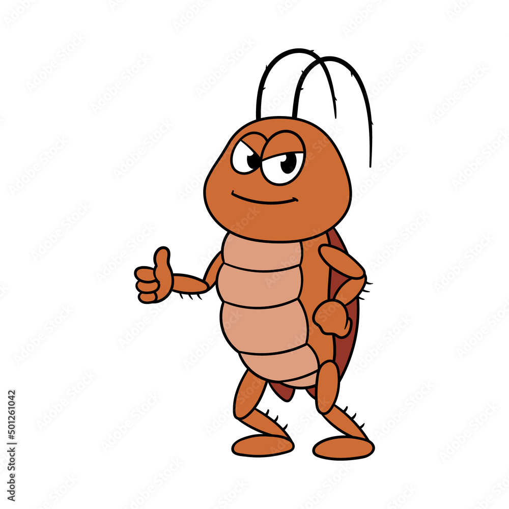 Cartoon Cockroach Vector Character Illustration Stock Vector | Adobe Stock
