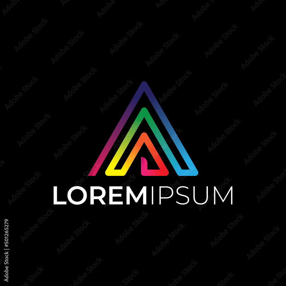 Triangle logo illustration with Modern colorful flow, Wave Liquid shape ...