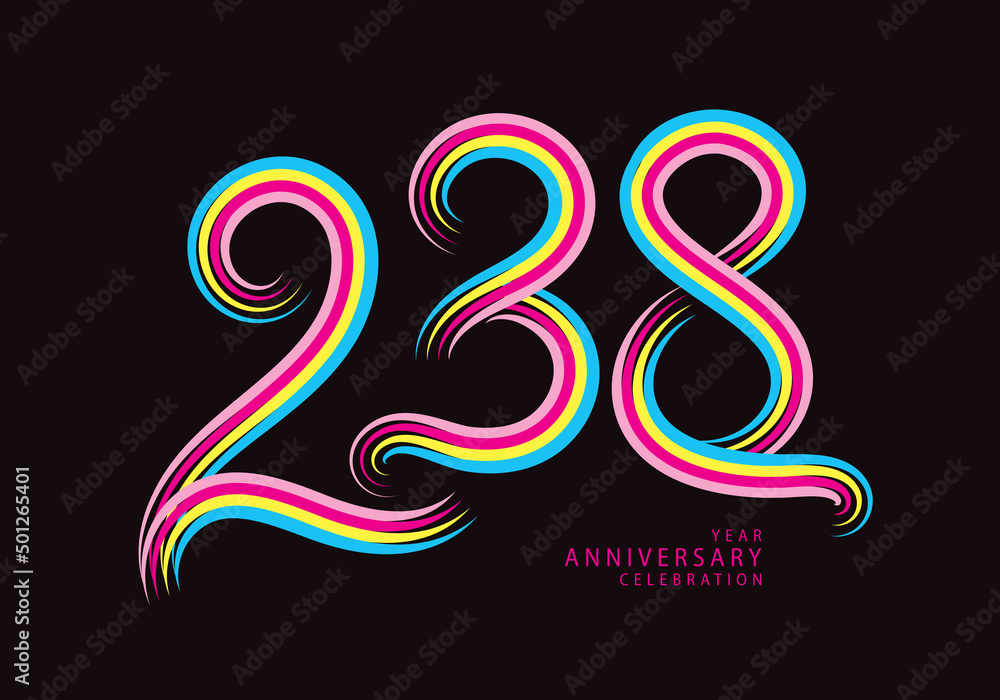 238 number design vector, graphic t shirt, 238 years anniversary ...