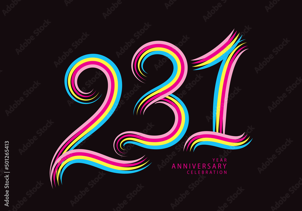 231 number design vector, graphic t shirt, 231 years anniversary ...