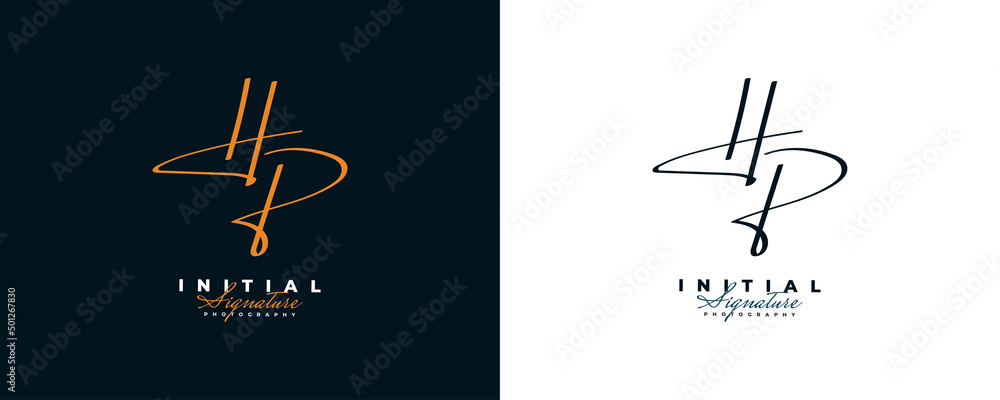 Initial H and P Logo Design with Elegant and Minimalist Handwriting ...