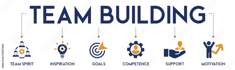 Team building building banner web icon vector illustration concept with ...