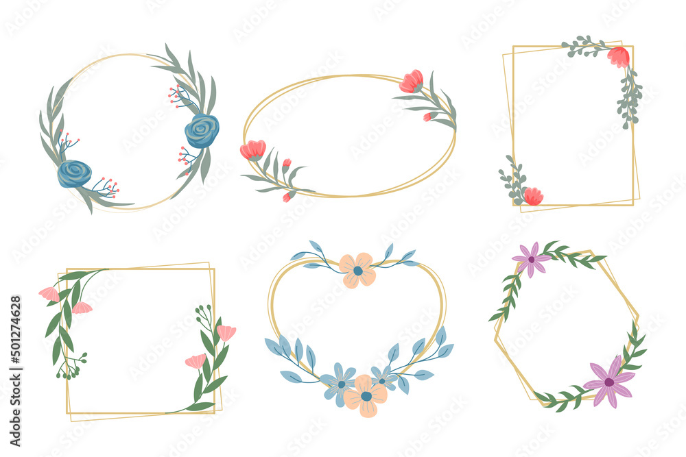Isolated Colorful Line Frame Icon Leaf Floral Border Divider with ...
