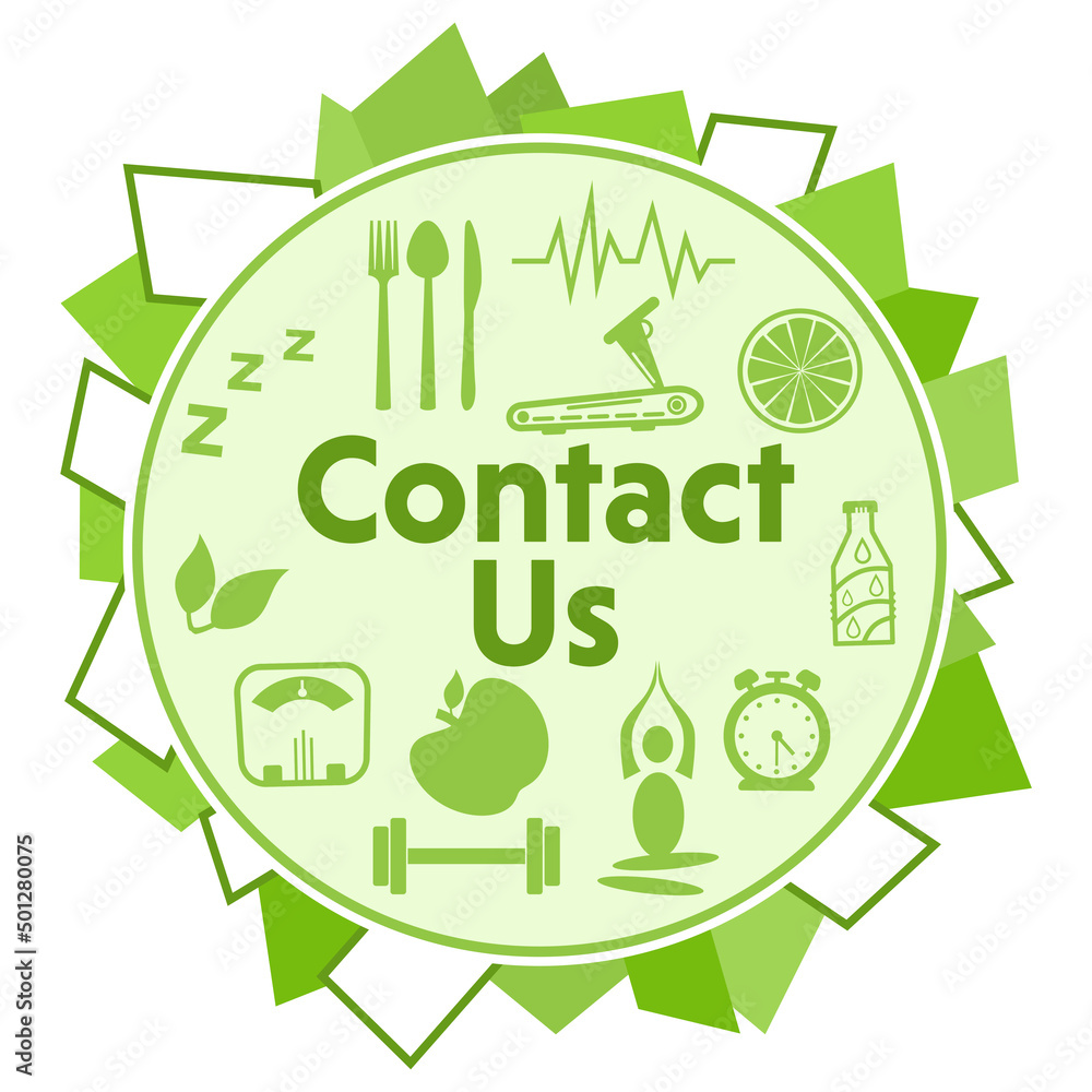 Contact Us Green Random Shapes Circular Health Symbols Stock ...